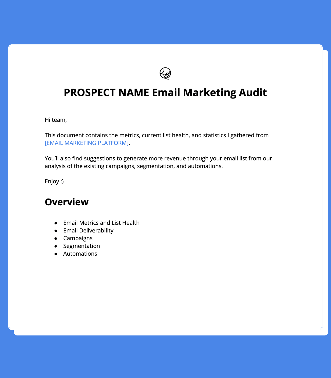 FREE TEMPLATE: Email Marketing Audit | Ocean Maria